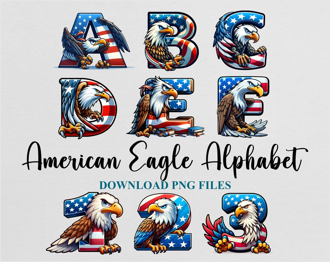 American Flag Eagle July 4th Patriotic Letters Alphabet Cliparts ...