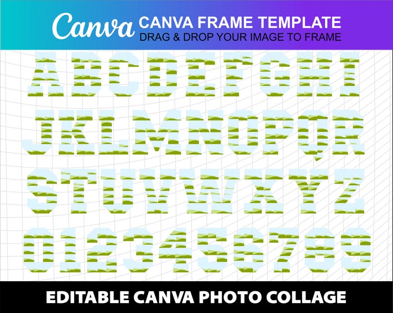 Canva Alphabet Number Letters Frame Template Photo Collage Birthday ...