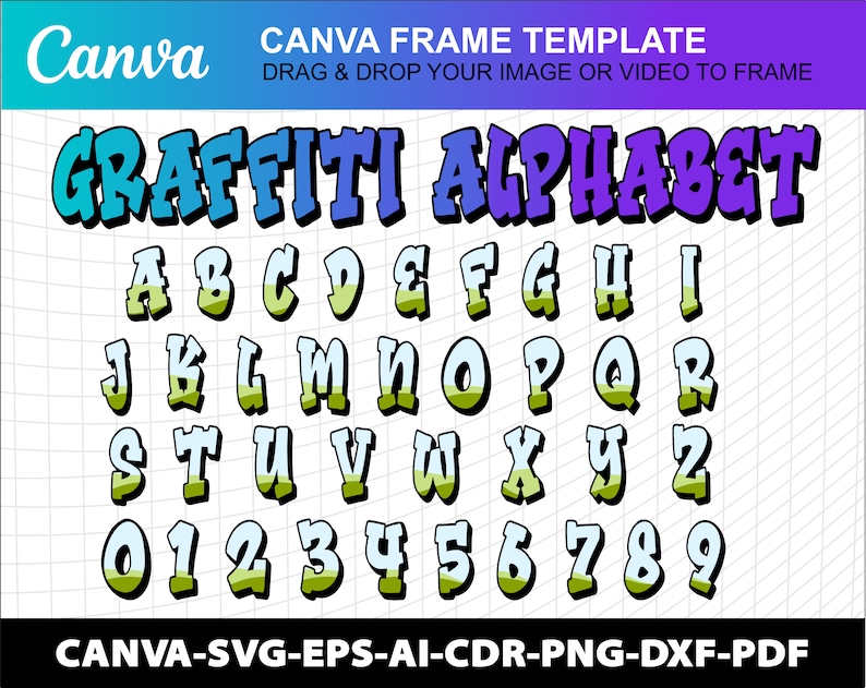 Canva Frame Template Graffiti Font Blank Letters Transparent Alphabet ...