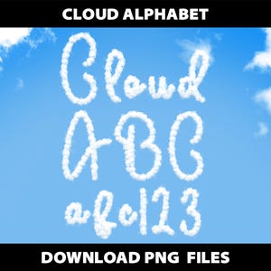 Cloud Alphabet Letters Clipart Sublimation PNG Doodle Design Download ...