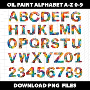 Watercolor Oil Paint Alphabet Letters Party Cliparts Sublimation PNG ...