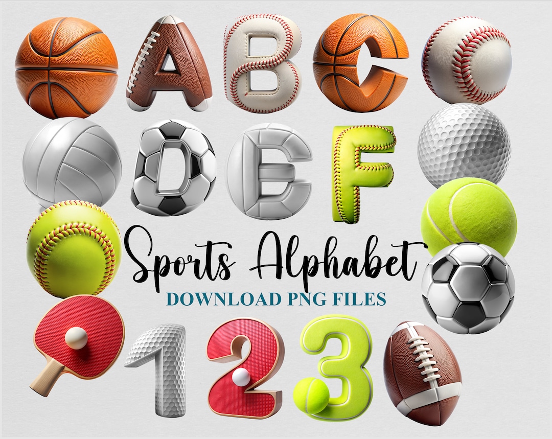 Sports Letters Alphabet Football Basketball Baseball Soccer Softball ...