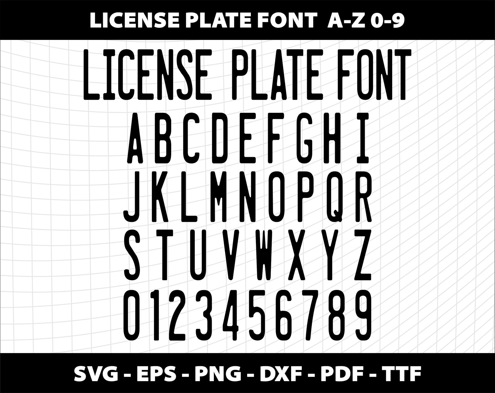 License Plate Font Svg Ttf Alphabet Letters License Plate Letter FONT SVG Silhouette Cricut Cut ...