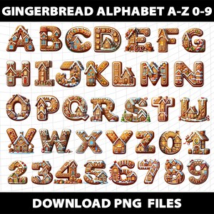 Gingerbread House Alphabet Letters Cliparts Sublimation PNG Doodle ...