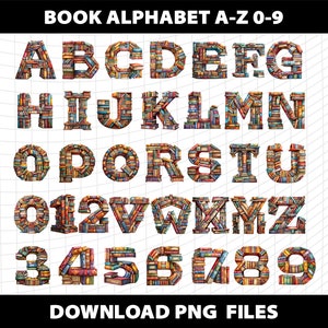 Vintage Old Book Letters Alphabet Numbers Watercolor Cliparts Bundle ...