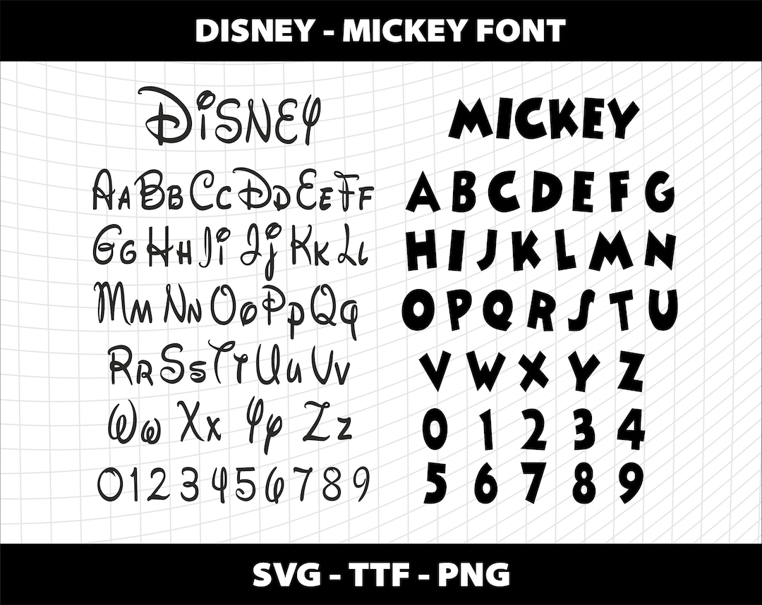Mickey Mouse Font Svg Ttf Png Alphabet Font Letters Silhouette - Etsy