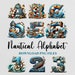 Nautical Sailing Letters Alphabet Numbers Cliparts Bundle Sublimation ...