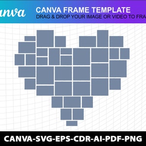 Heart Love Photo Collage Canva Frame Valentines Day Template Svg - Cdr ...