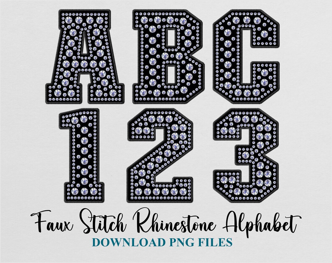 Faux Rhinestone Stitch Embroidery Template Letters Alphabet Numbers PNG ...