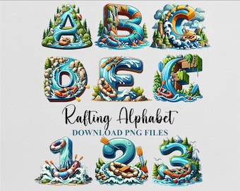 Rafting Alphabet Letters Cliparts Font Cliparts Png Template Bundle ...