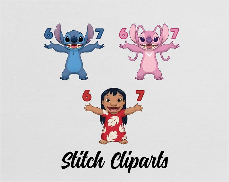 67 Clipart Lilo Stitch Angel PNG 6 7 Six Eleven Bundle Template Design ...