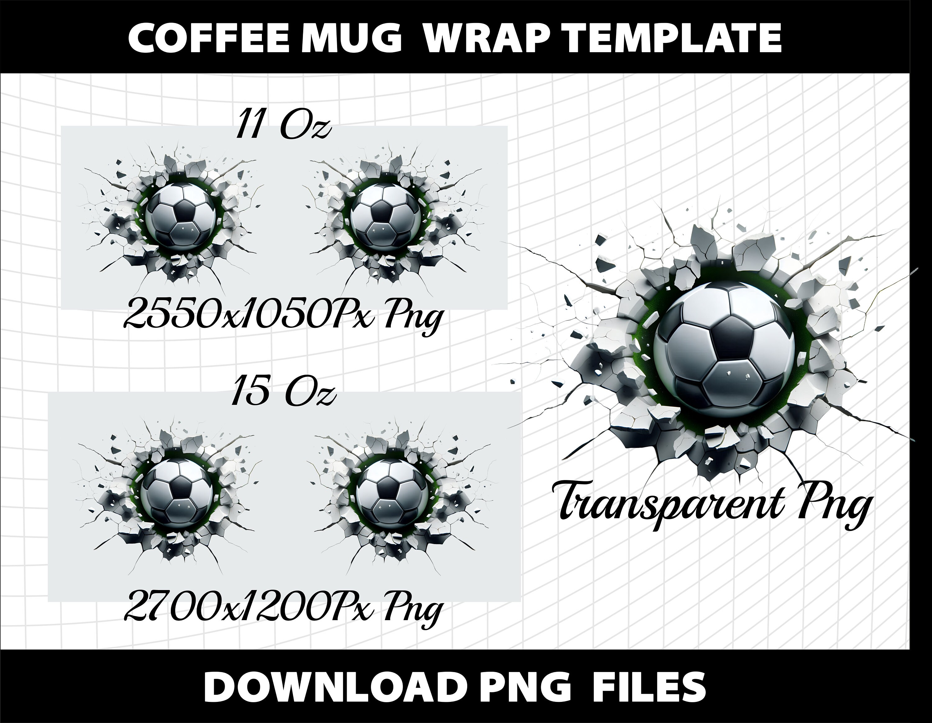 3d Soccer Ball Coffee Cup Mug Wrap 11oz - 15oz Mugs Cliparts ...