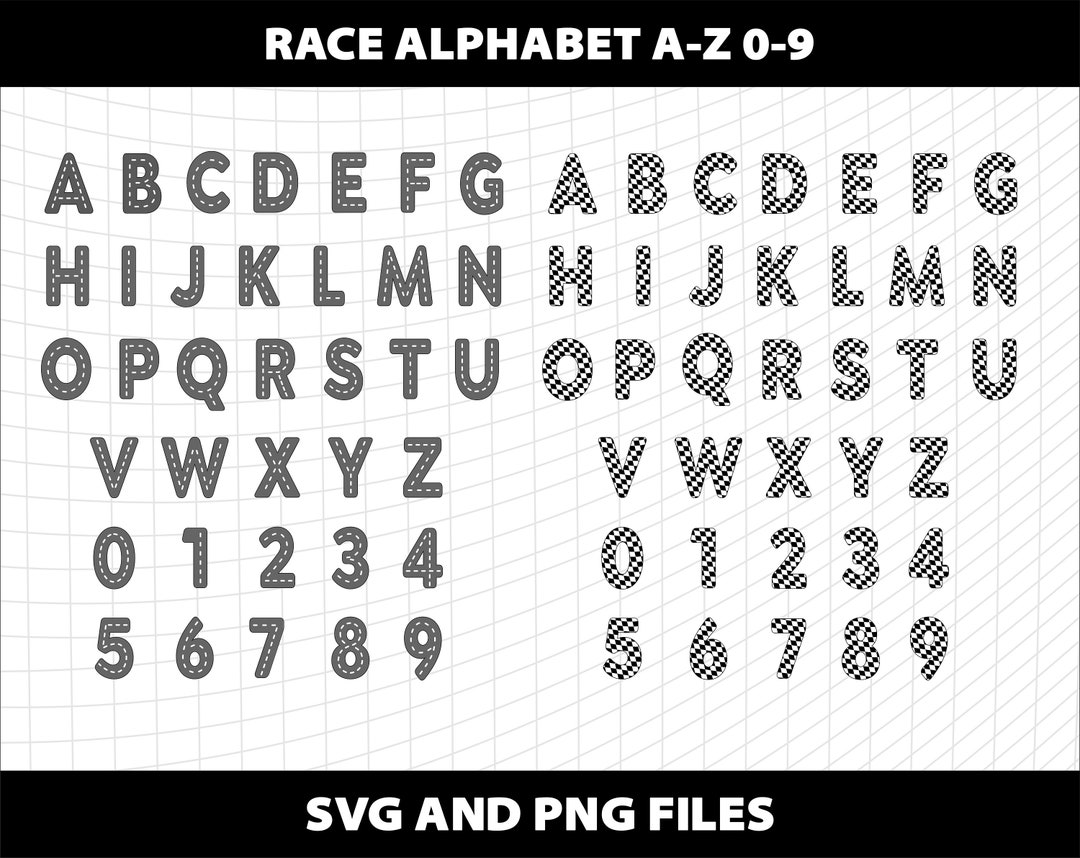 Car Race Road Checkered Flag Font Alphabet Letters Svg Car Race Road ...