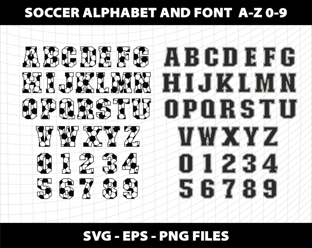 Soccer Sports Alphabet Font Letters Svg Soccer College Varsity Bundle ...