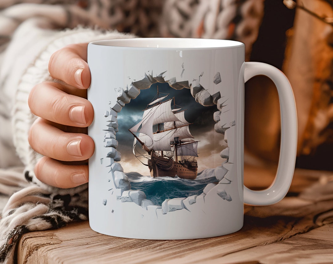 3d Majestic Sailing Ship Coffee Cup Mug Wrap 11oz 15oz Mugs Cliparts ...