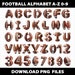 Football Alphabet Letters Sports Cliparts Sublimation PNG Doodle Design ...