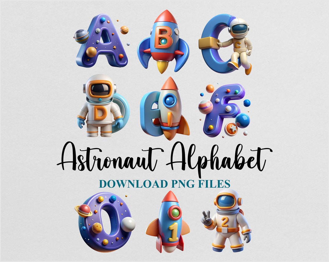 3d Inflated Astronaut Space Rocket Letters Alphabet Numbers Preschool ...