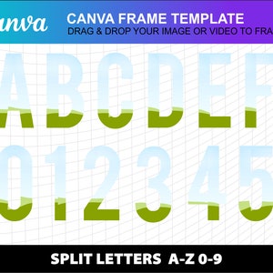 Half Alphabet Font Letters Blank Transparent Canva Frame Template Half ...