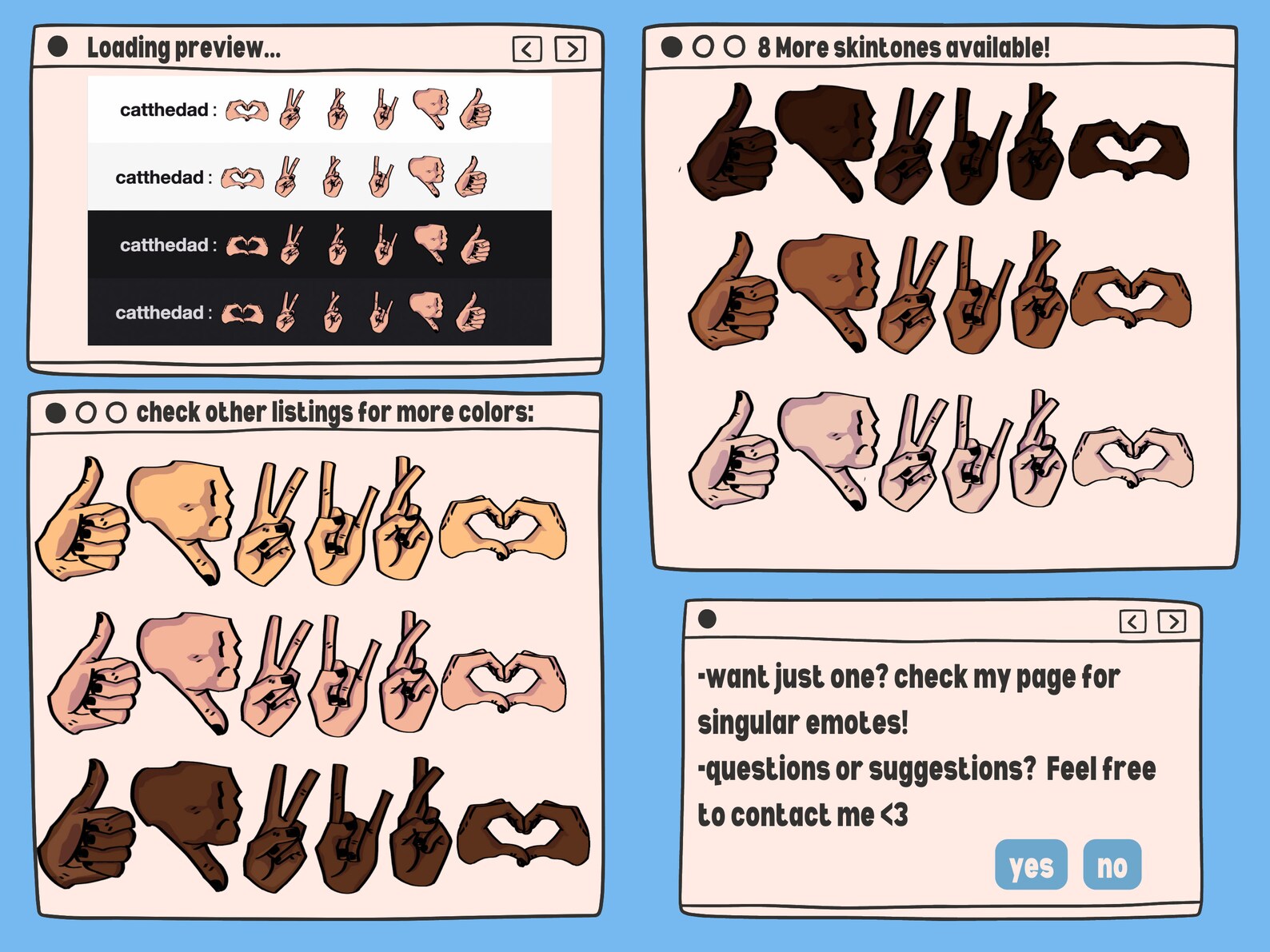 6 Hand Emotes Pack for Twitch Discord | Hand Emotes | Phoebe Emote Pack ...