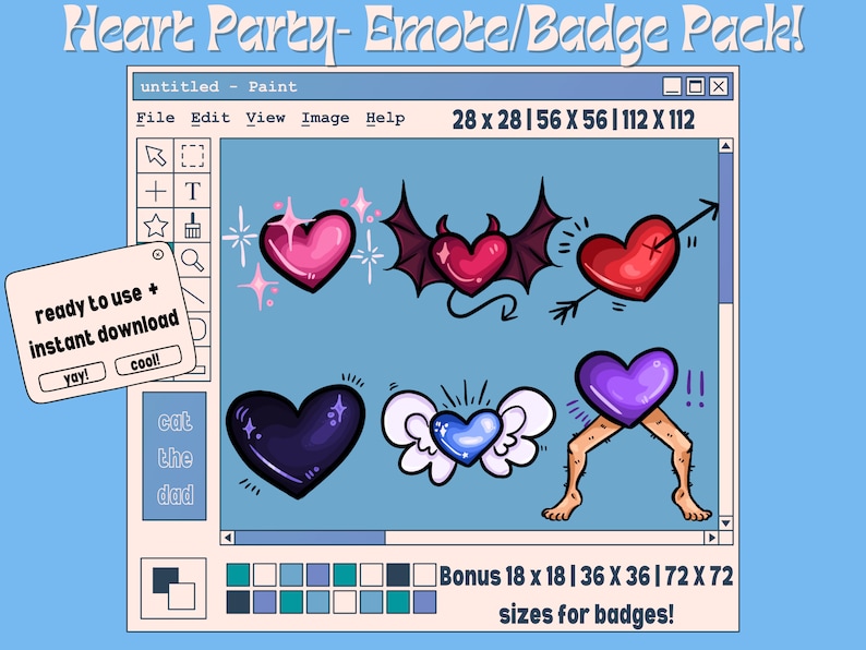 Heart Emote Pack for Twitch Discord | Heart Badges | Heart Party Emote ...