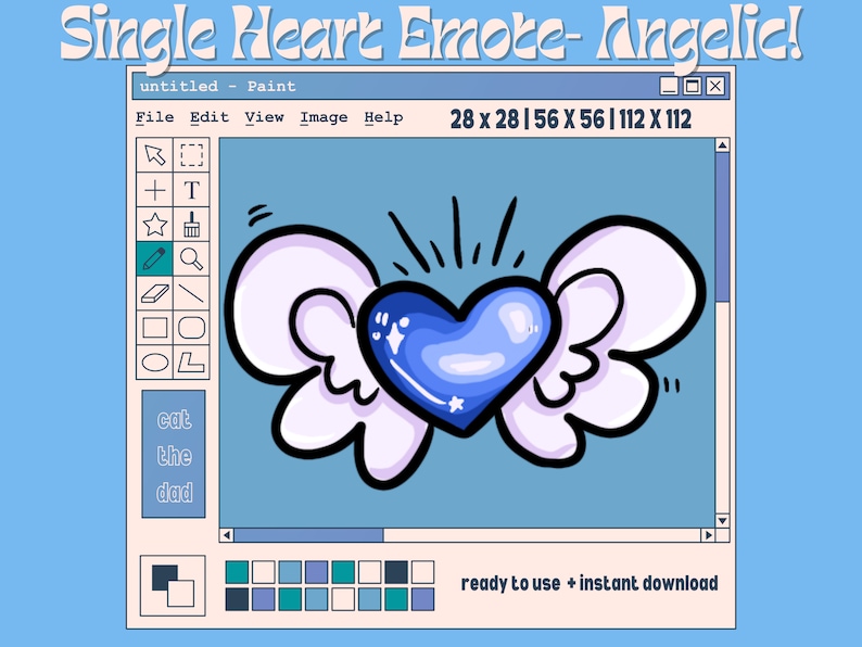 Angel Heart Emote for Twitch Discord | Heart Wing Blue Emotes | Angelic ...