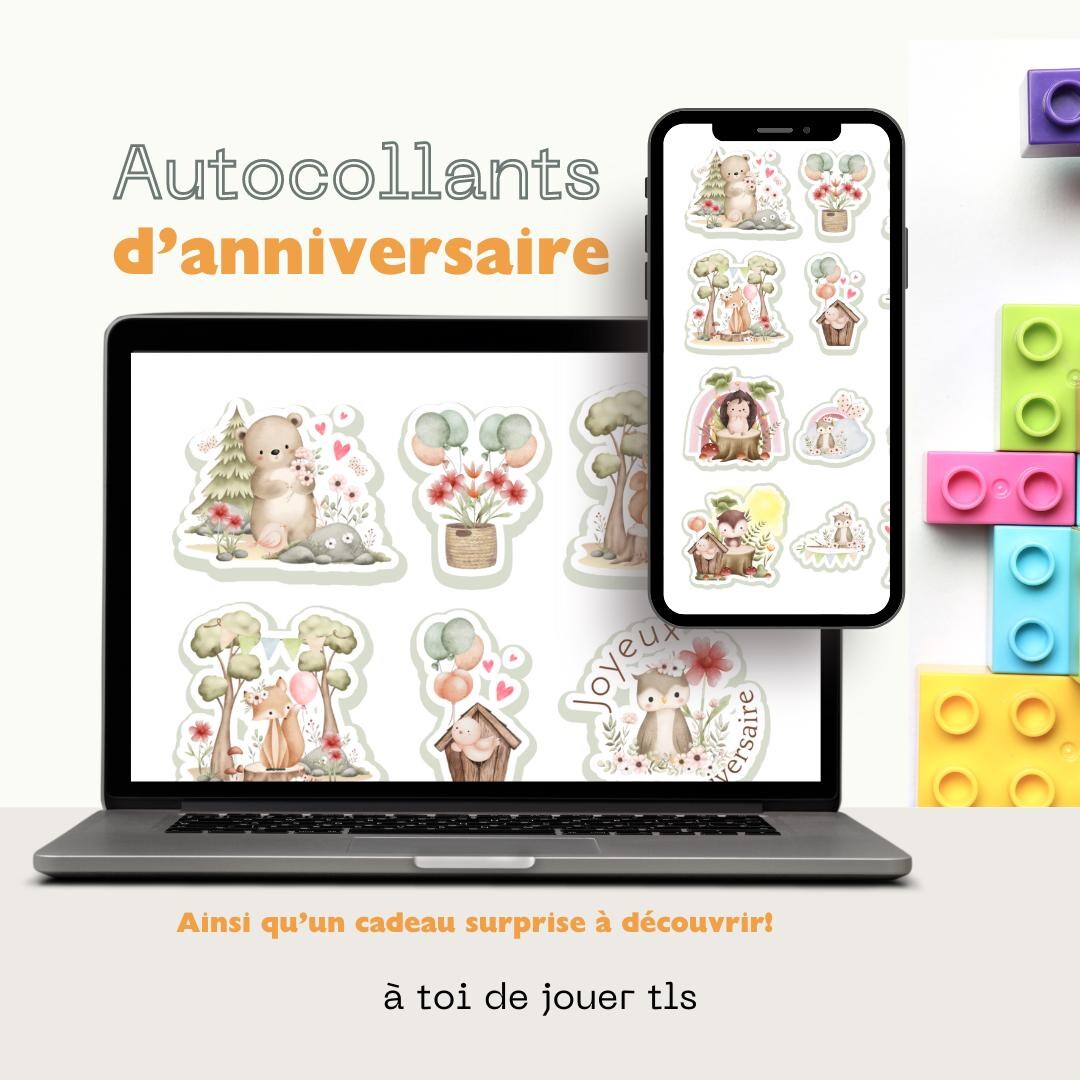 Birthday Stickers Printable Party Stickers PNG File Kids Party ...