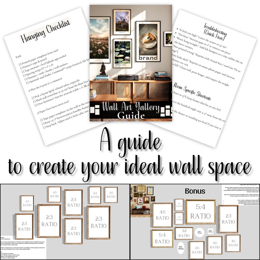 Minimalist Gallery Wall Guide: DIY Art Layout Templates (PDF + Canva ...
