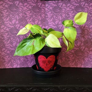 Skull Heart Ghost Planter – Hand-painted Gothic Decorative Vessel | 5in ...