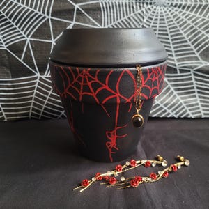 Spider & Webs Planter – Hand-painted Gothic Decorative Vessel | 4in ...
