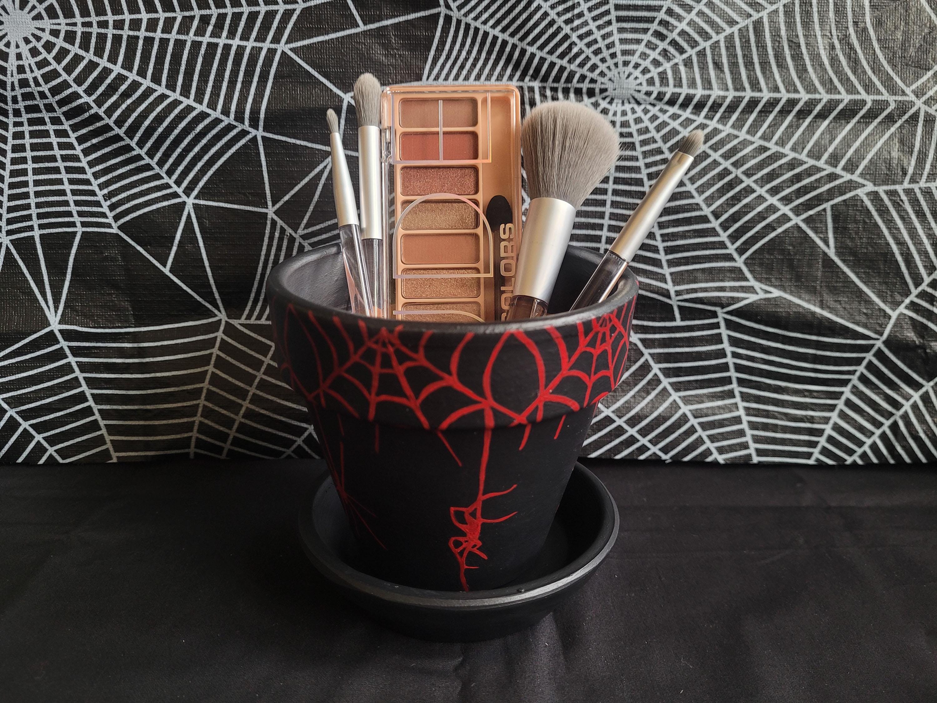 Spider & Webs Planter – Hand-painted Gothic Decorative Vessel | 4in ...