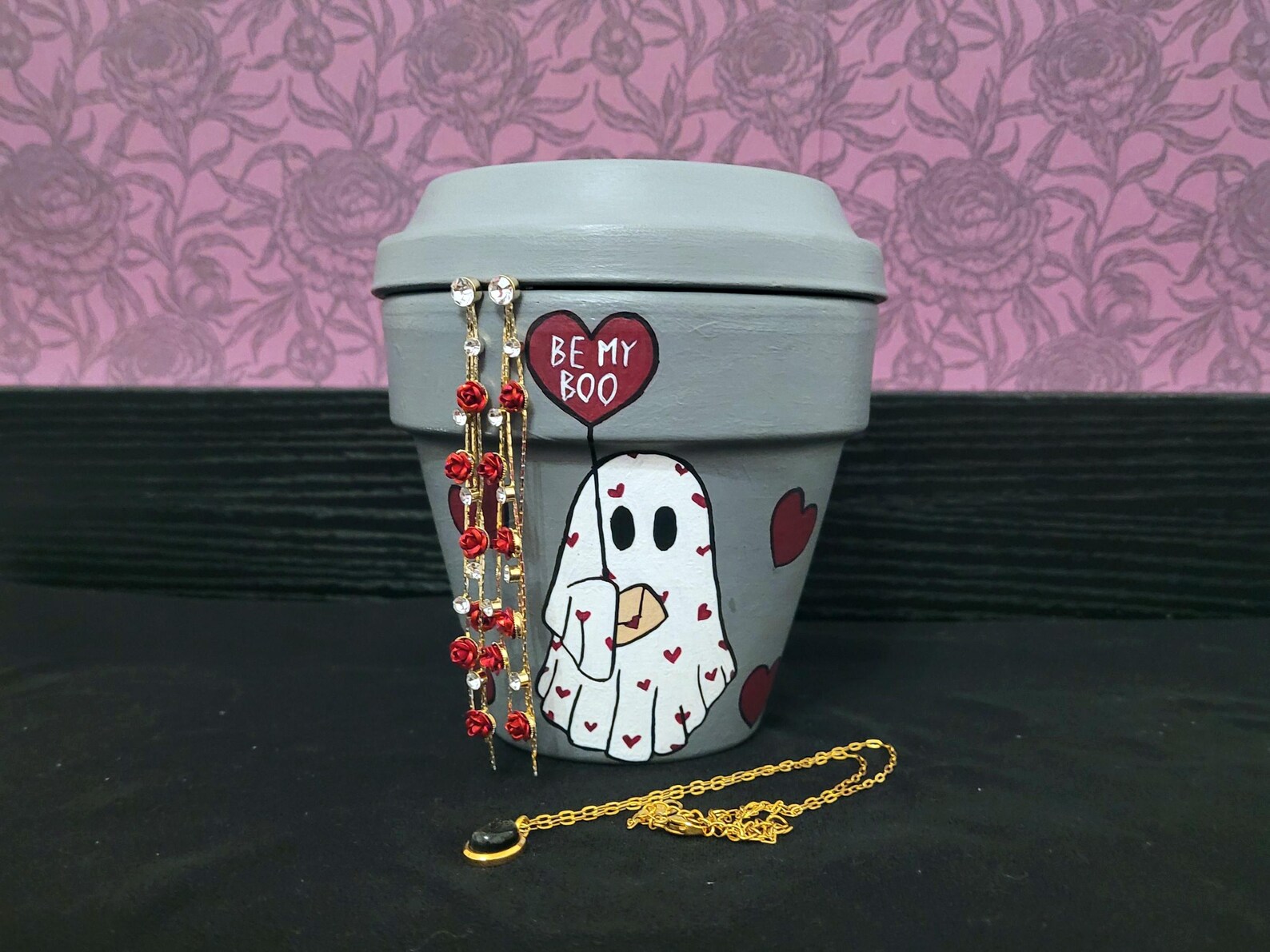 Be My Boo Ghost Planter – Hand-painted Gothic Decorative Vessel | 4in ...