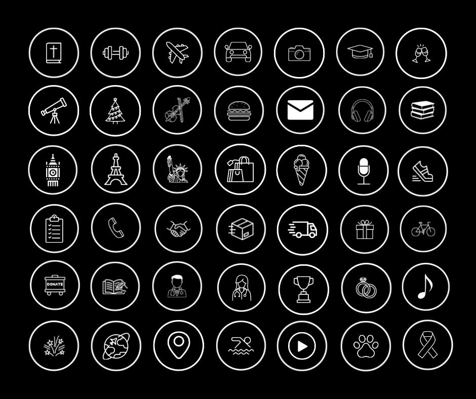 200 Instagram Story Highlight Covers | Simple | Black and White Design ...