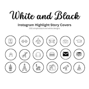 200 Instagram Story Highlight Covers | Simple | White and Black Design ...