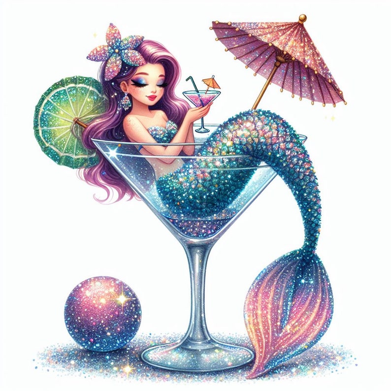 Mermaids With Cocktails Digital Download With Bonus Cocktail Elements ...