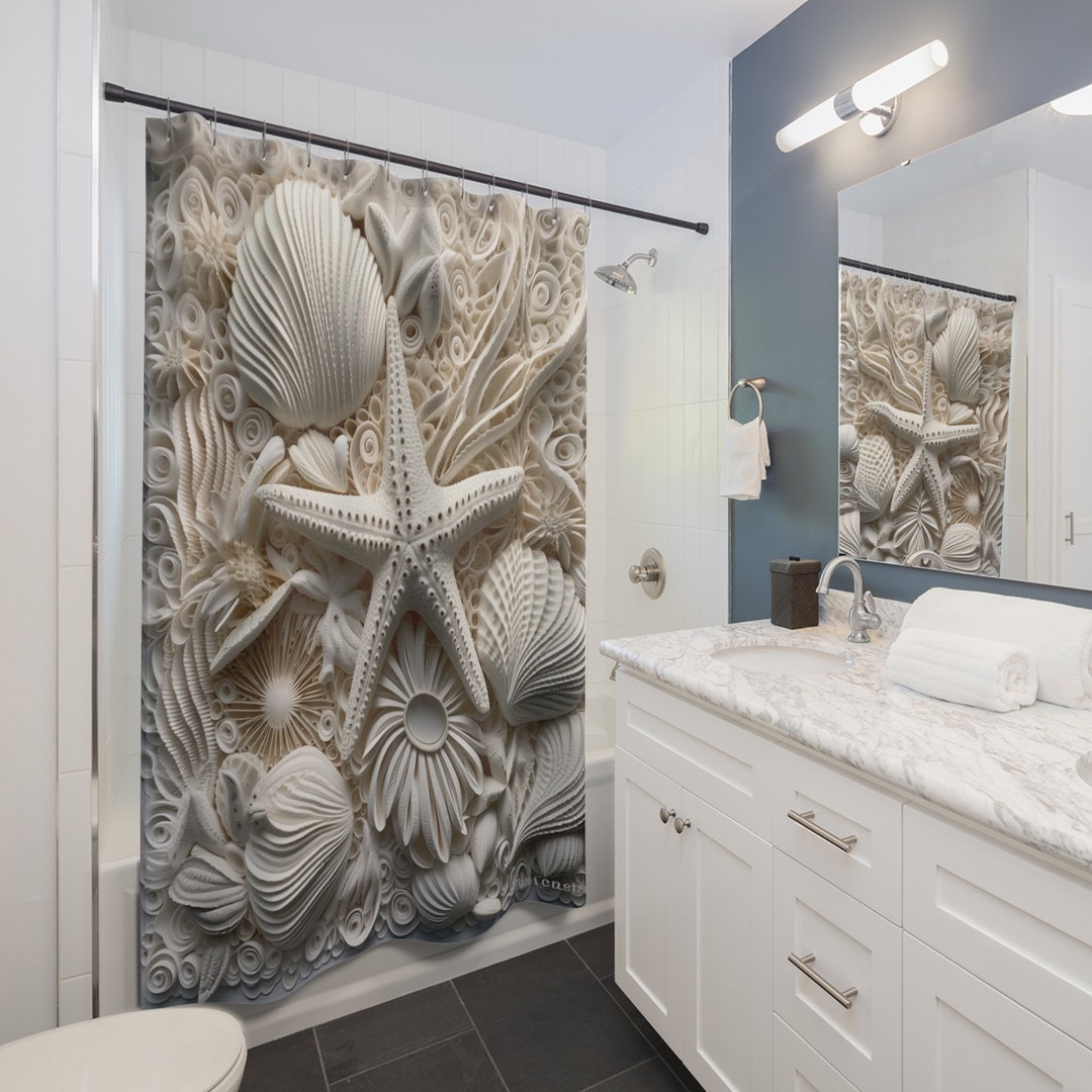 3d Quilled Paper Look Starfish Shower Curtains - Etsy