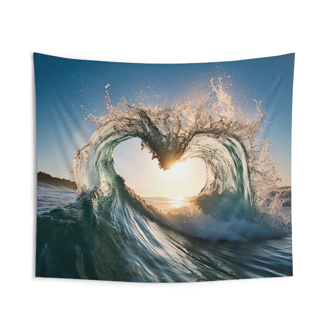 Heart Shaped Ocean Wavesindoor Wall Tapestries - Etsy
