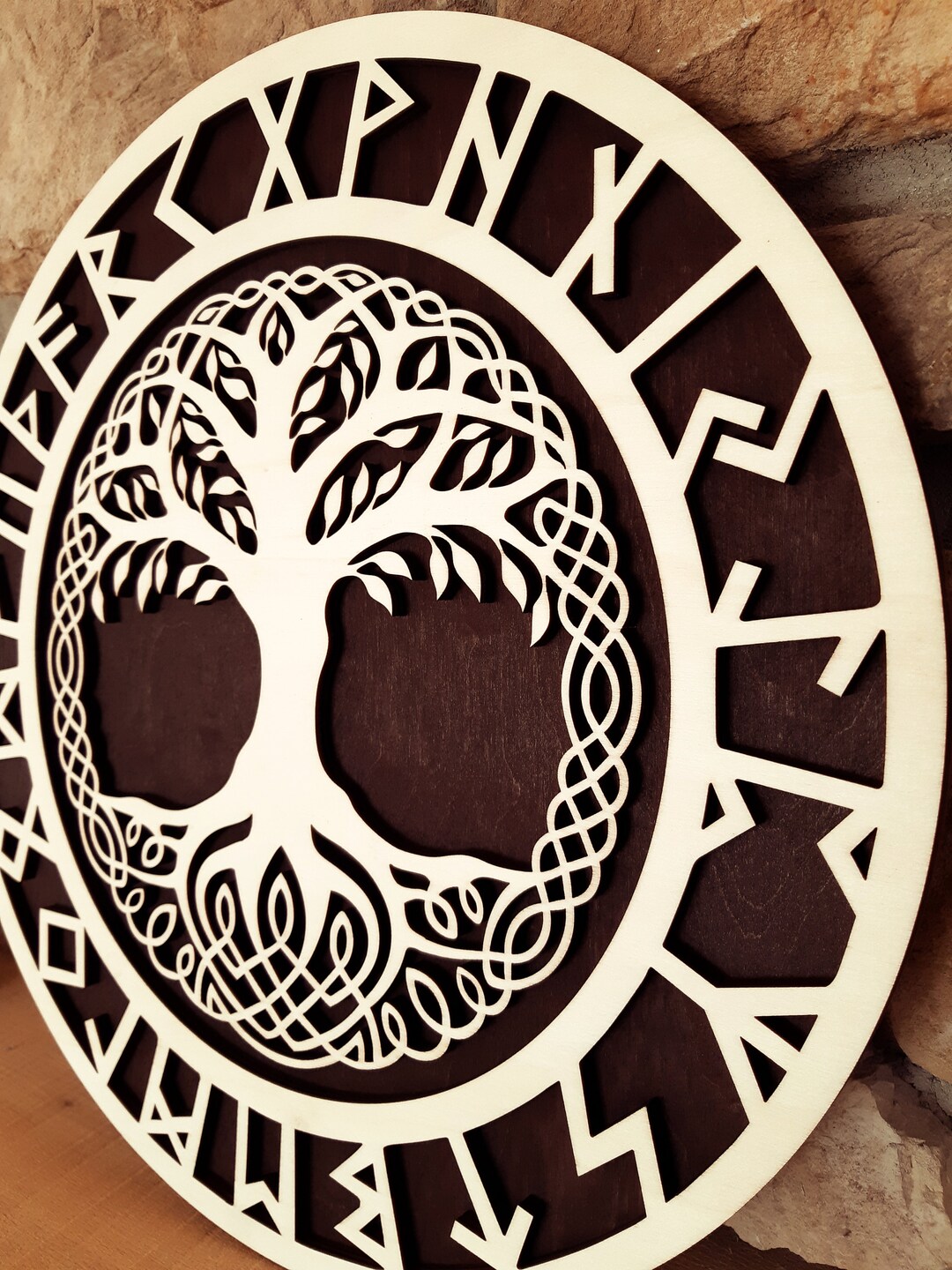 Celtic Tree of Life Wall Art, Viking Runes Wall Decor, Norse Yggdrasil ...