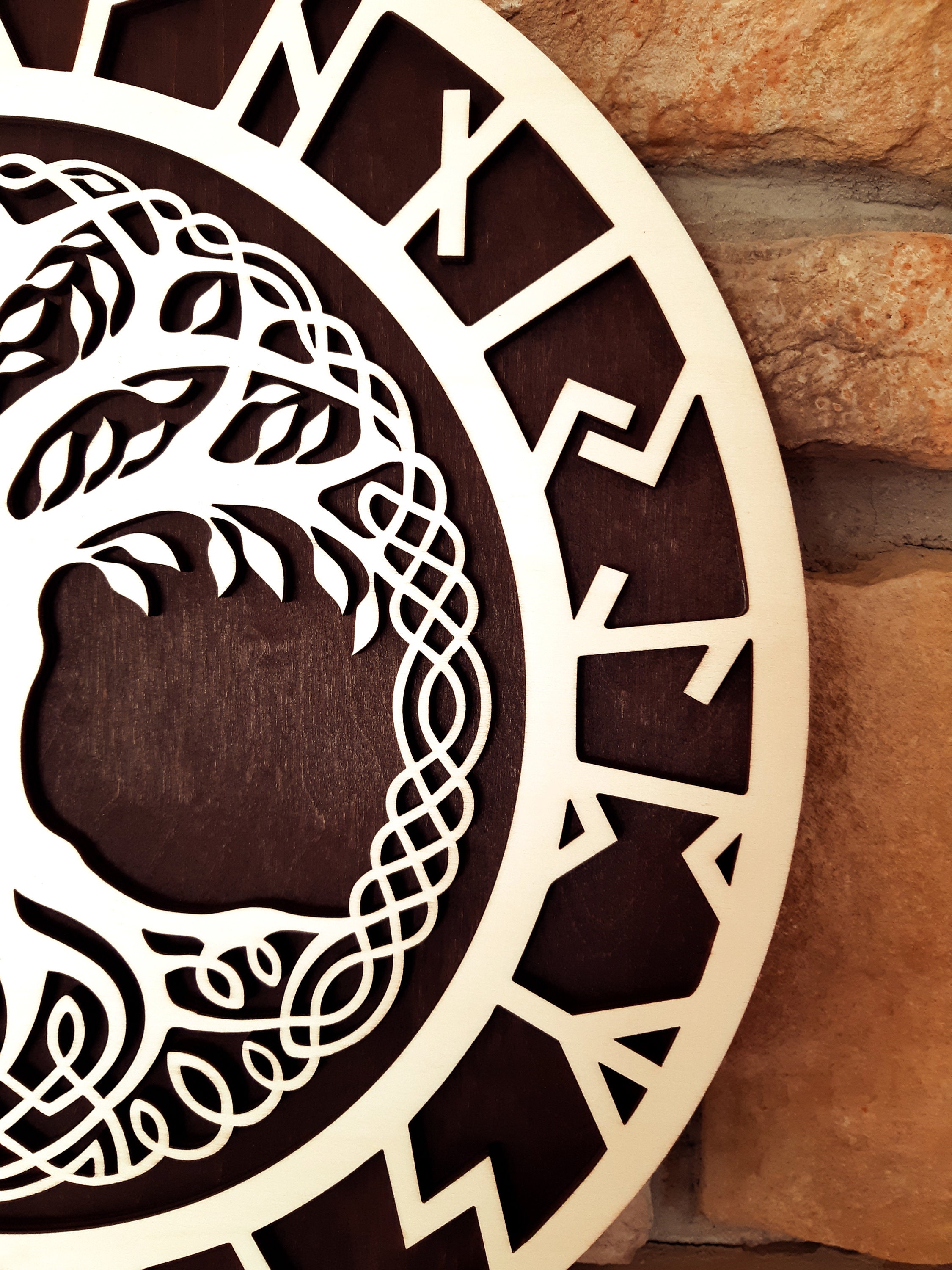 Celtic Tree of Life Wall Art, Viking Runes Wall Decor, Norse Yggdrasil ...