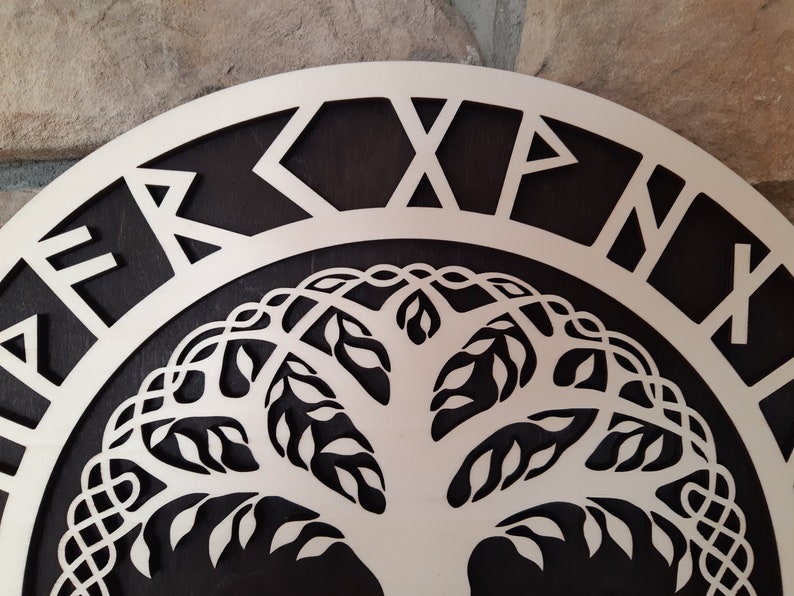 Celtic Tree of Life Wall Art, Viking Runes Wall Decor, Norse Yggdrasil ...