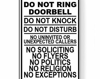 Do Not Ring the Door Bell Sign, Working From Home Sig, Working Sign ...