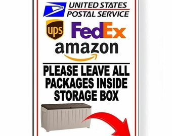 Please Leave All Packages Inside Storage Box Sign Metal USPS Deliveries ...