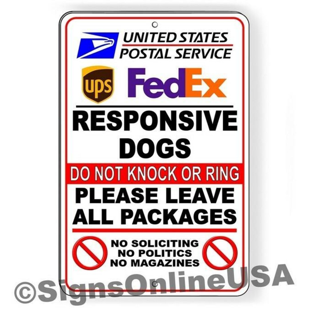 Responsive Dogs Do Not Disturb Leave Packages Metal Sign Delivery ...