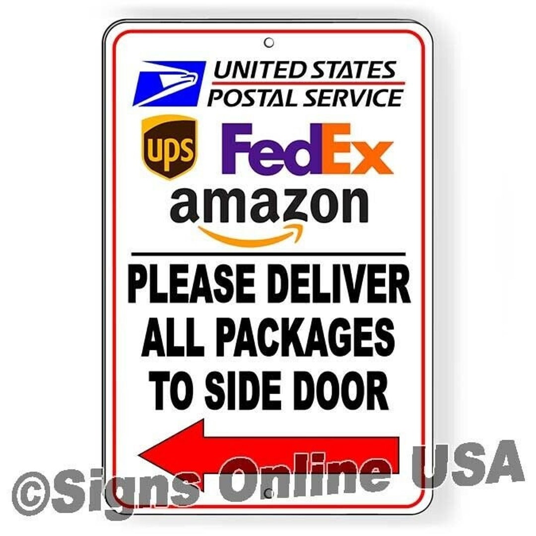 Deliver All Packages Side Door Arrow Left Sign / Decal / Delivery ...