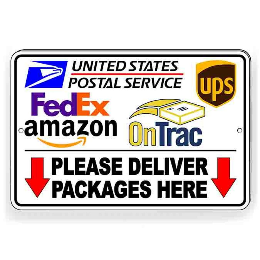 Deliver Packages Here Arrows Down W/ Ontrac Sign or Decal 6 Sizes ...