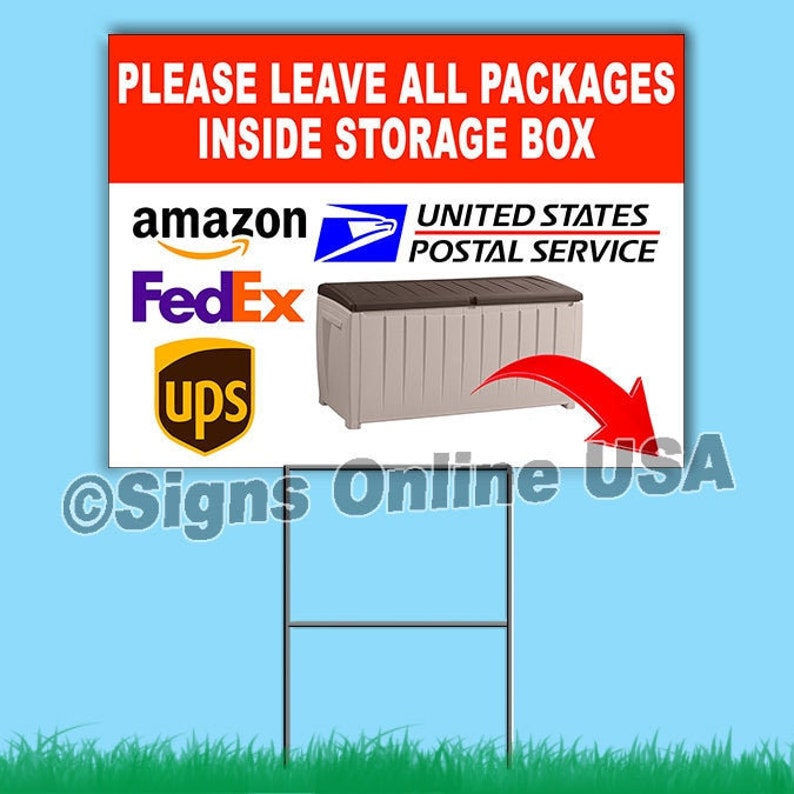 Leave All Packages Inside Storage Box Metal Sign/ Magnetic Sign / Decal ...