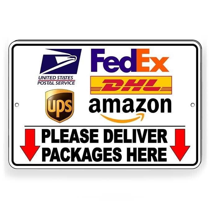 Deliver Packages Here Arrows Down Sign / Decal Delivery Si342 ...