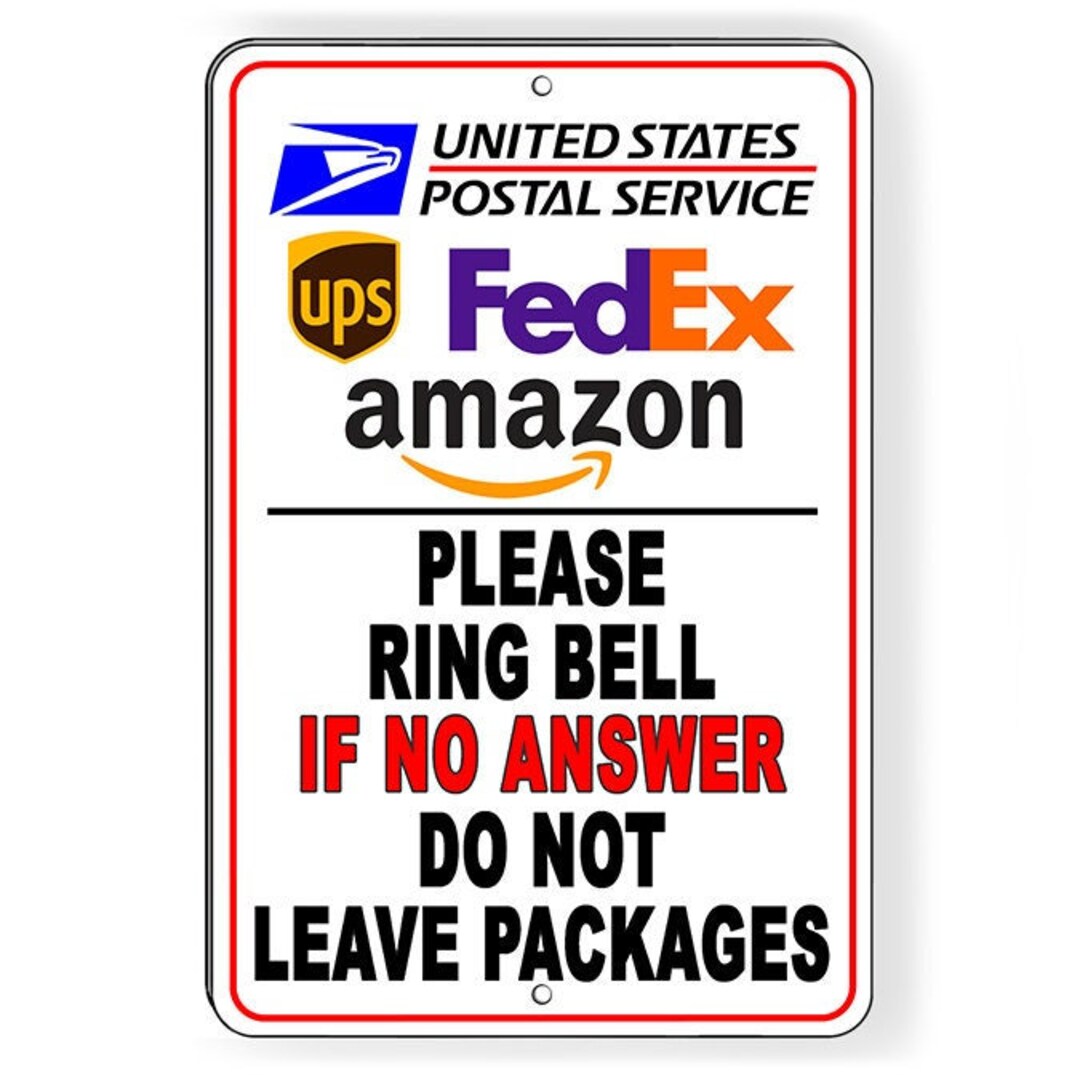 Ring Bell No Answer Sign - Delivery Instructions, Aluminum or Magnetic ...