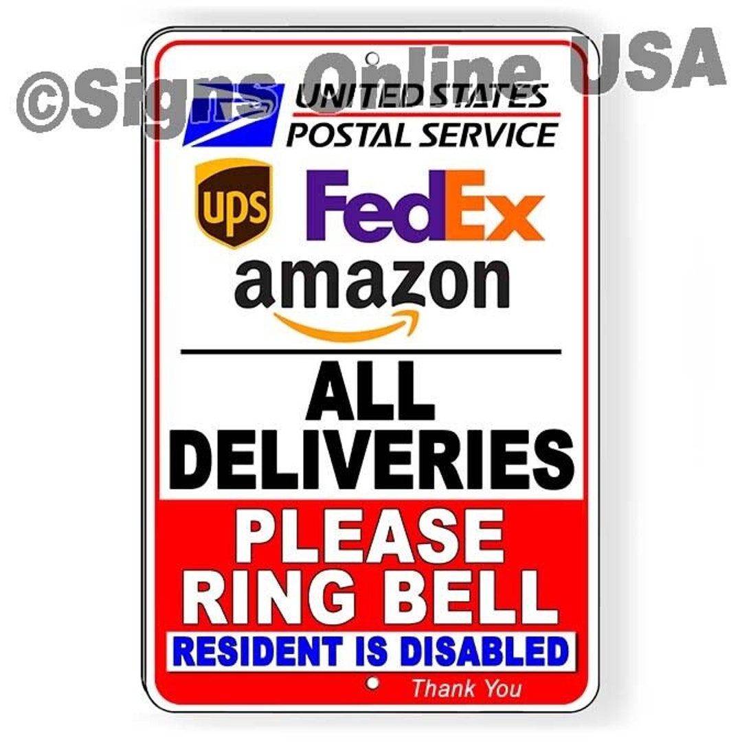 Deliver Packages Here Ring Bell Resident Disabled Sign or Decal 6 Sizes ...