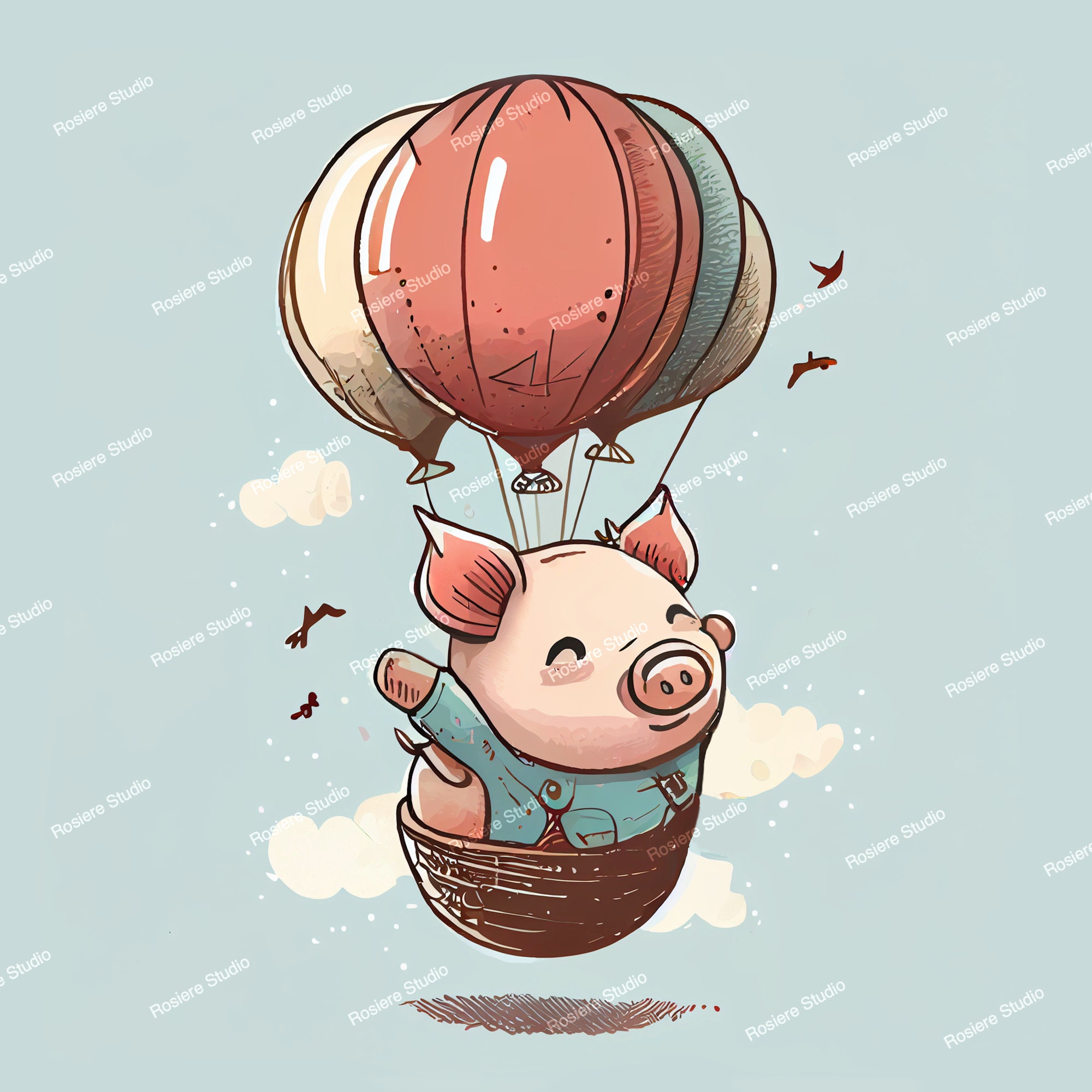 Cute Cartoon Flying Pigs