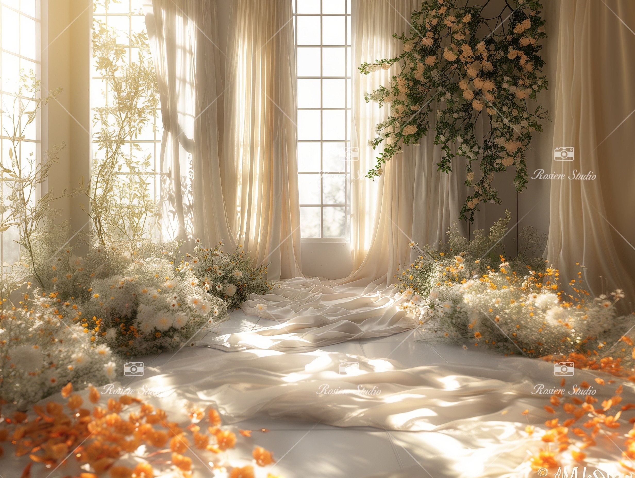 50 Backlit Window Digital Backdrops, Maternity Photography, White ...